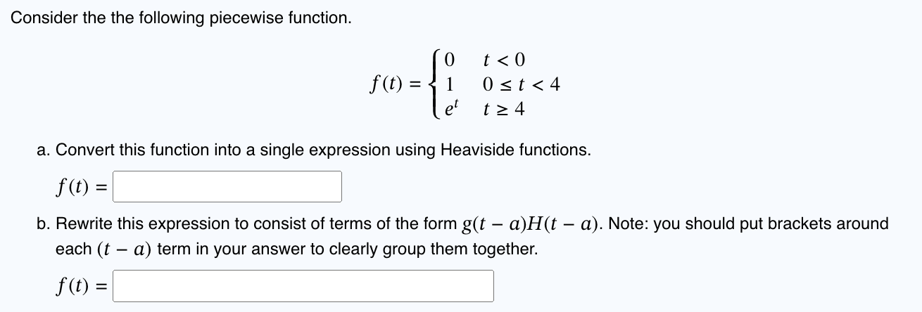 Solved Consider the the following piecewise function. | Chegg.com