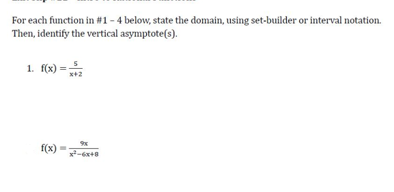 Solved For each function in #1 - 4 below, state the domain, | Chegg.com