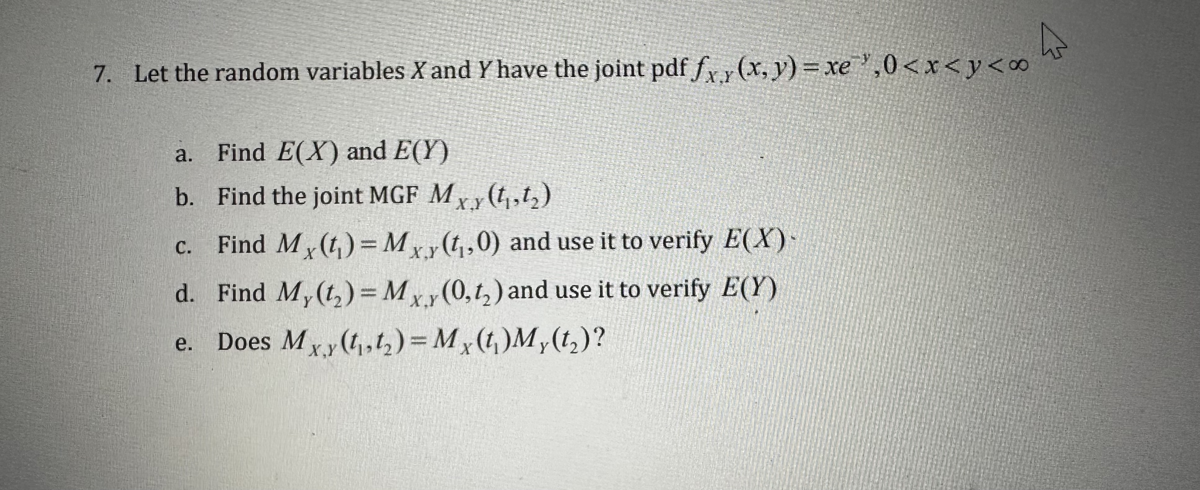 Solved 7. Let the random variables X and Y have the joint | Chegg.com