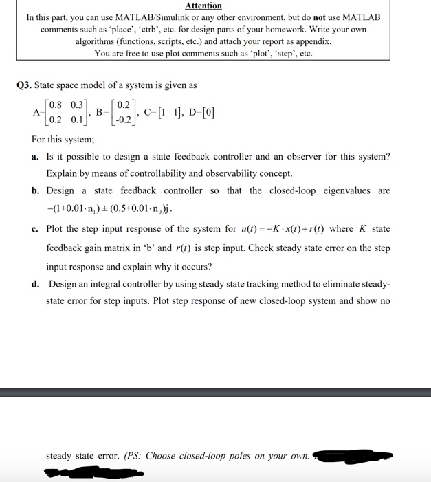 Solved Attention In this part, you can use MATLAB/Simulink | Chegg.com