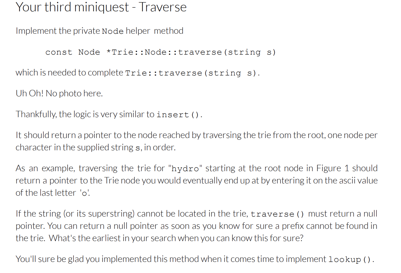 Solved Your third miniquest - Traverse Implement the private | Chegg.com