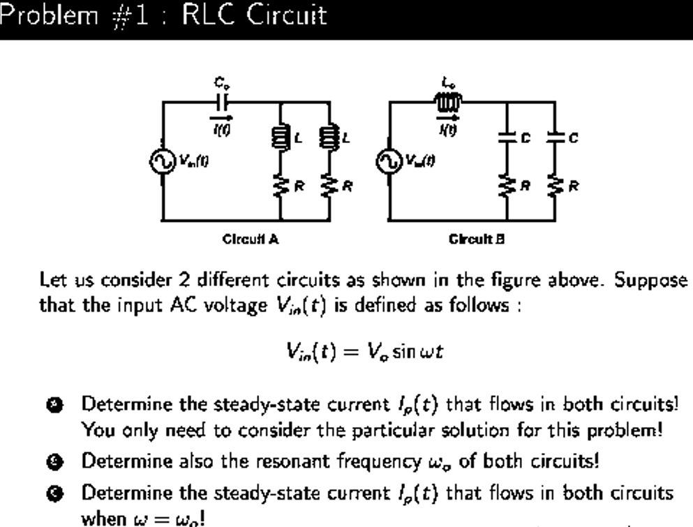 Solved Problem #1 RLC Circuit L 北 O 100 algr с Circuti A | Chegg.com