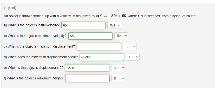 Solved An object is thrown straight up with a velocity, in | Chegg.com