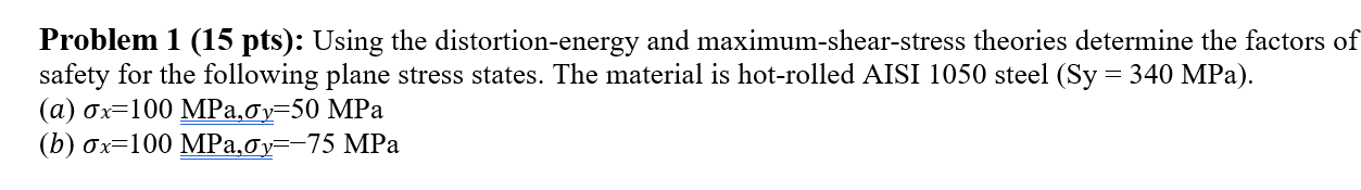 Solved Problem 1 (15 pts): Using the distortion-energy and | Chegg.com