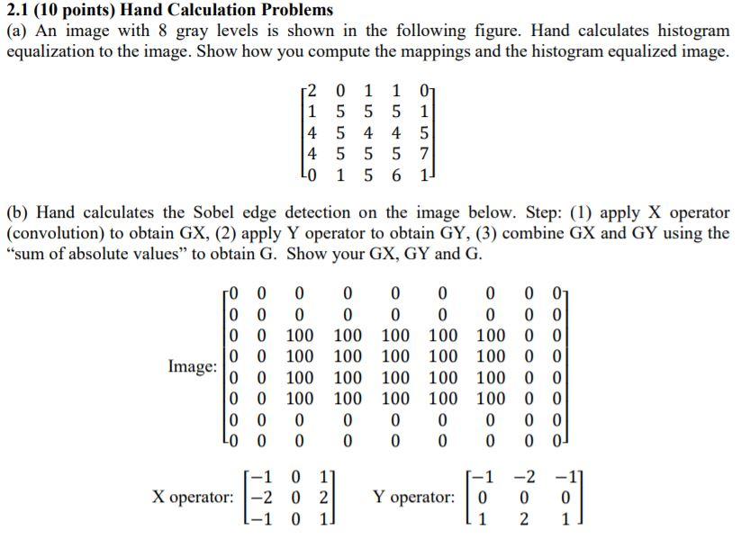 Solved 2.1 (10 points) Hand Calculation Problems (a) An | Chegg.com