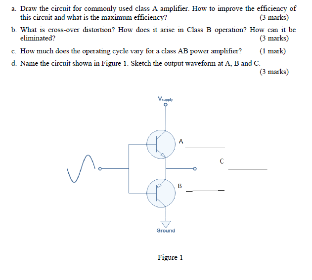 Solved a. Draw the circuit for commonly used class A | Chegg.com