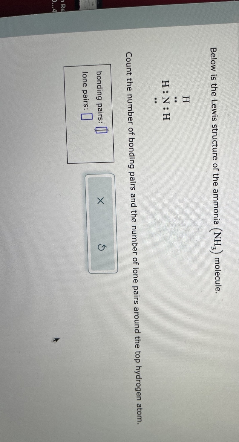 Solved Below is the Lewis structure of the ammonia (NH3) | Chegg.com