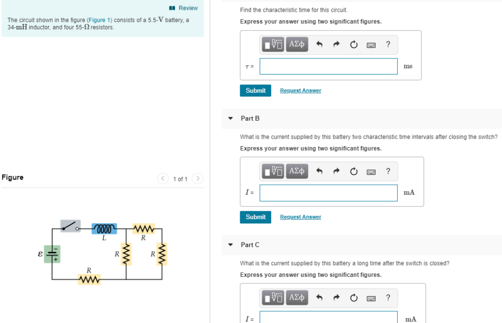 Solved Review Find the characteristic time for this circuit. | Chegg.com
