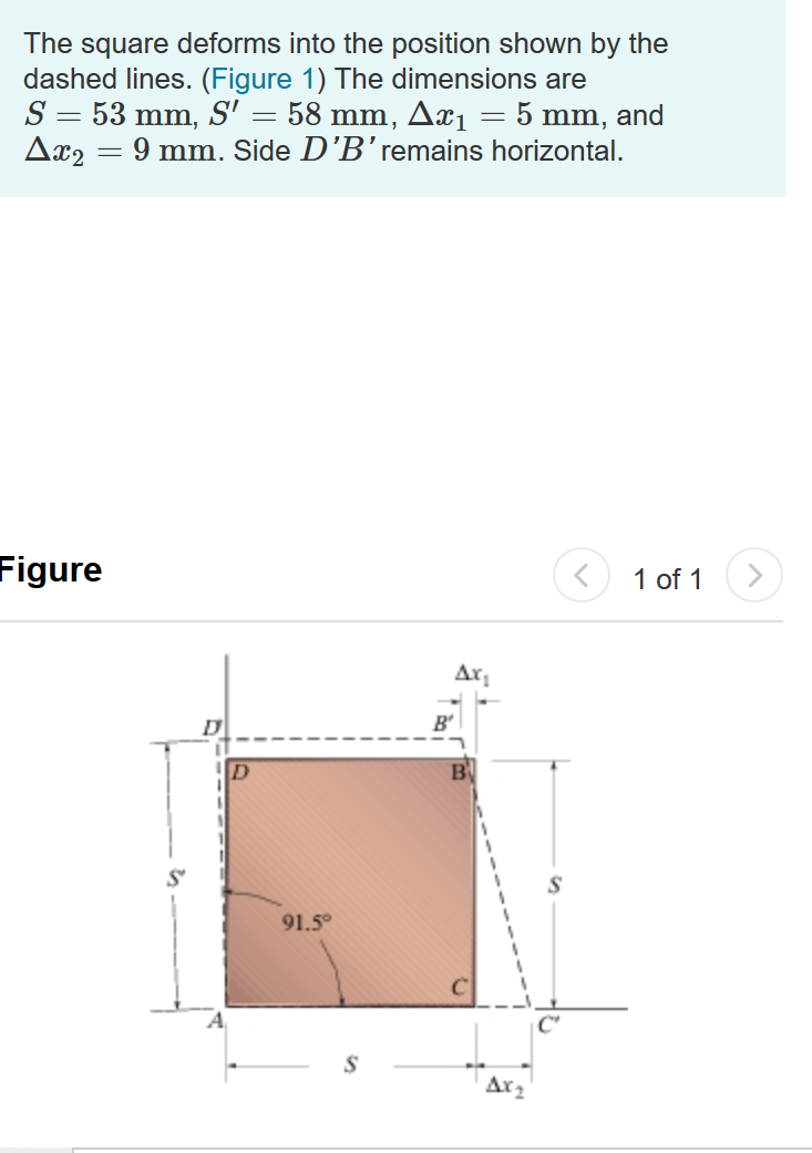 Solved The square deforms into the position shown by the | Chegg.com