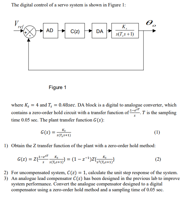 Solved The digital control of a servo system is shown in | Chegg.com