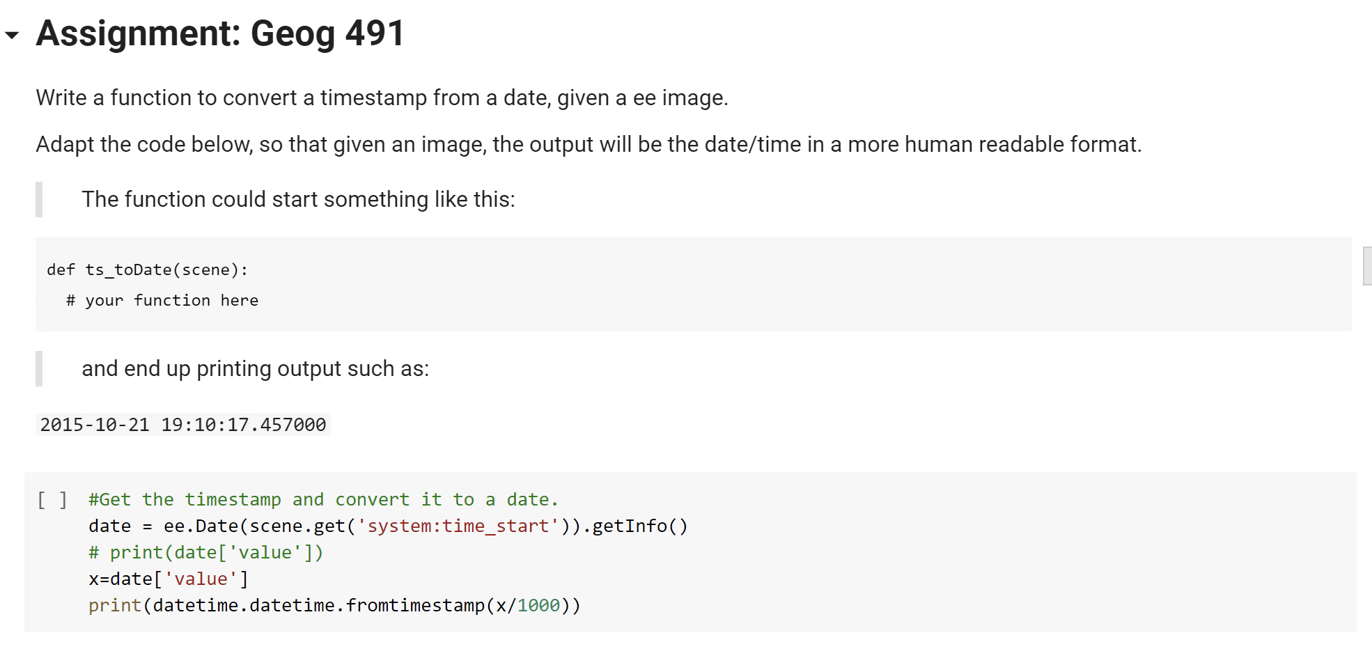 Assignment: Geog 491 Write a function to convert a | Chegg.com