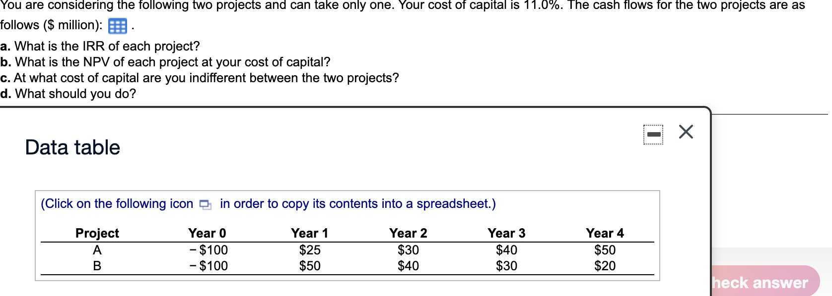 Solved You are considering the following two projects and | Chegg.com