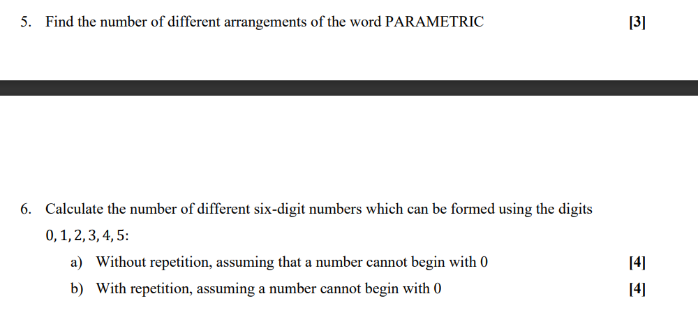 Solved 5. Find the number of different arrangements of the | Chegg.com