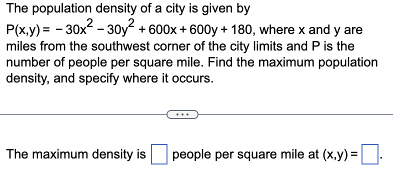 Solved The population density of a city is given by | Chegg.com