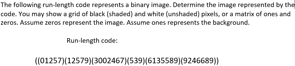 Solved The following run-length code represents a binary | Chegg.com