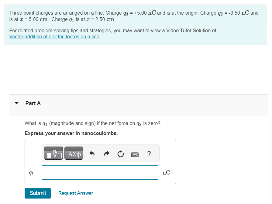 Solved Three point charges are arranged on a line. Charge | Chegg.com