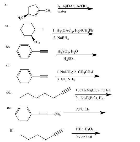 Solved z. 1,, AgOAc, AcOH, water CH3 H3C aa. 1. Hg(OAc), | Chegg.com