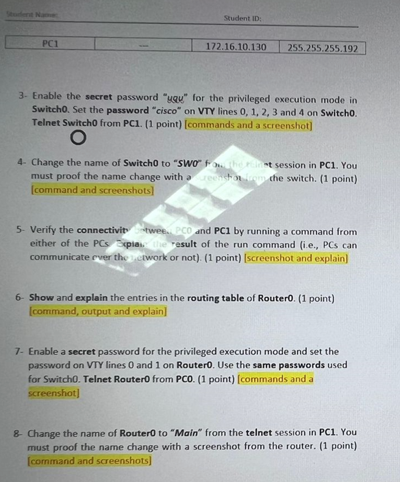 Solved 1- Build the following network in Packet Tracer with | Chegg.com