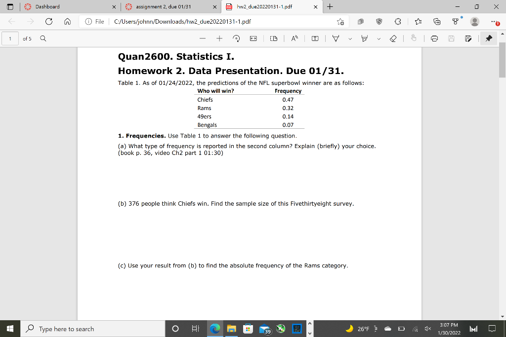 Solved Dashboard x assignment 2, due 01/31 2 X hw2 | Chegg.com