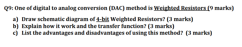 Q9: One of digital to analog conversion (DAC) method | Chegg.com