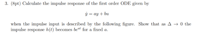 Solved 3. (8pt) Calculate the impulse response of the first | Chegg.com