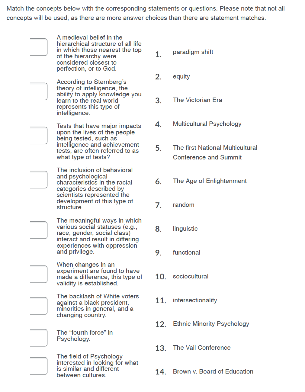 Solved Match the concepts below with the corresponding | Chegg.com