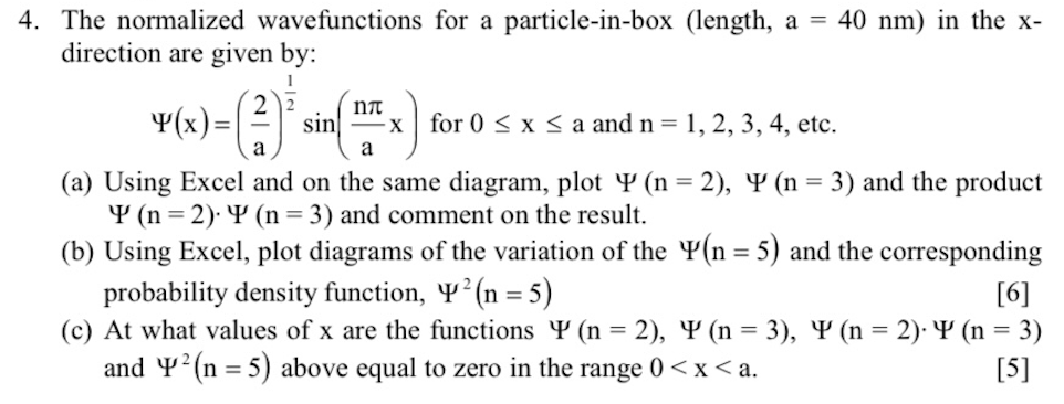 Solved 4. The normalized wavefunctions for a particle-in-box | Chegg.com