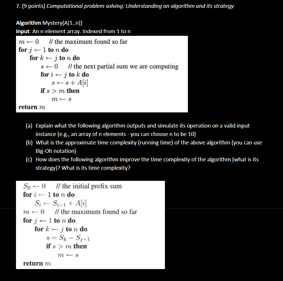 Solved 7. (9 points) Computational problem solving: | Chegg.com