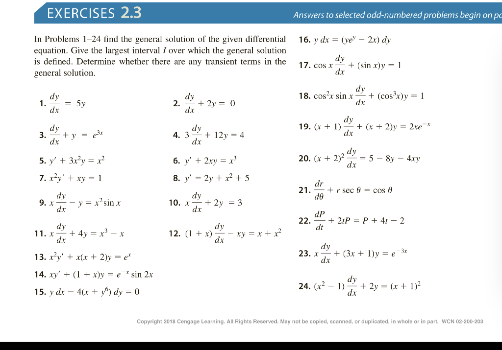 Solved EXERCISES 2.3 Answers to selected odd-numbered | Chegg.com