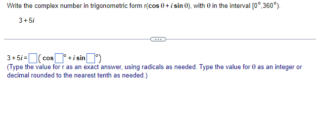 Solved Write the complex number in trigonometric form | Chegg.com