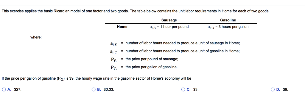Solved This exercise applies the basic Ricardian model of | Chegg.com