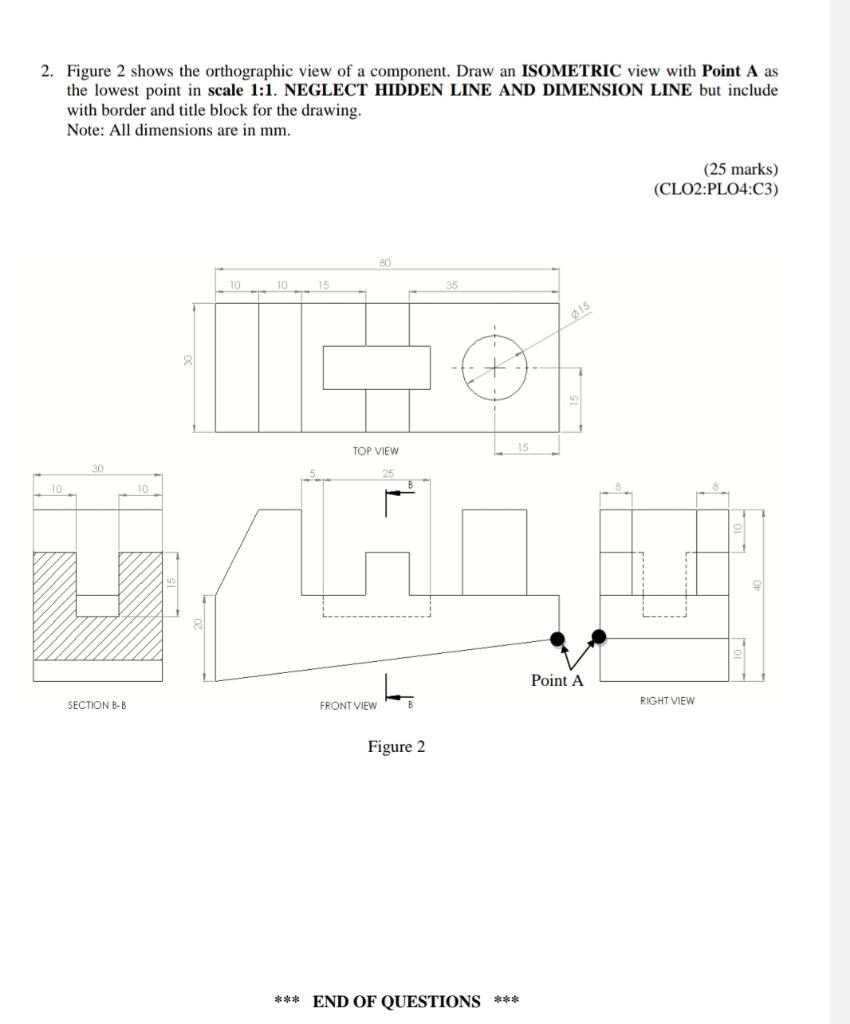 Solved 2. Figure 2 shows the orthographic view of a | Chegg.com
