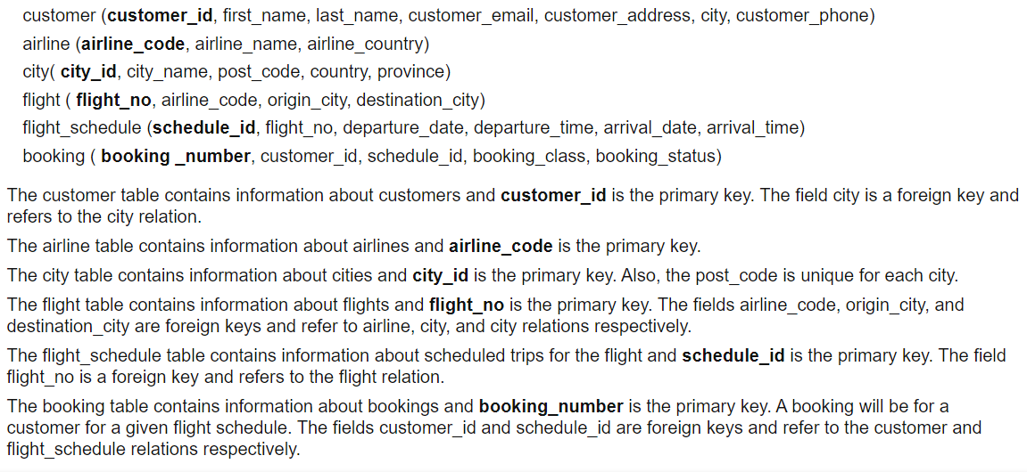 Solved SQL Question~ Write SQL expression to list flight_no | Chegg.com