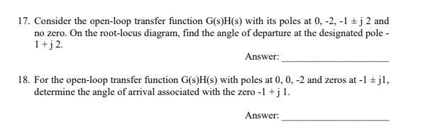 Solved 17. Consider the open-loop transfer function G(s)H(s) | Chegg.com