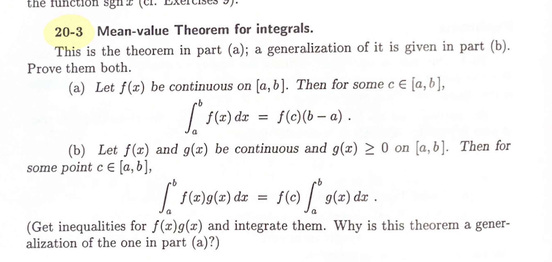 Solved 20-3 ﻿Mean-value Theorem for integrals.This is the | Chegg.com
