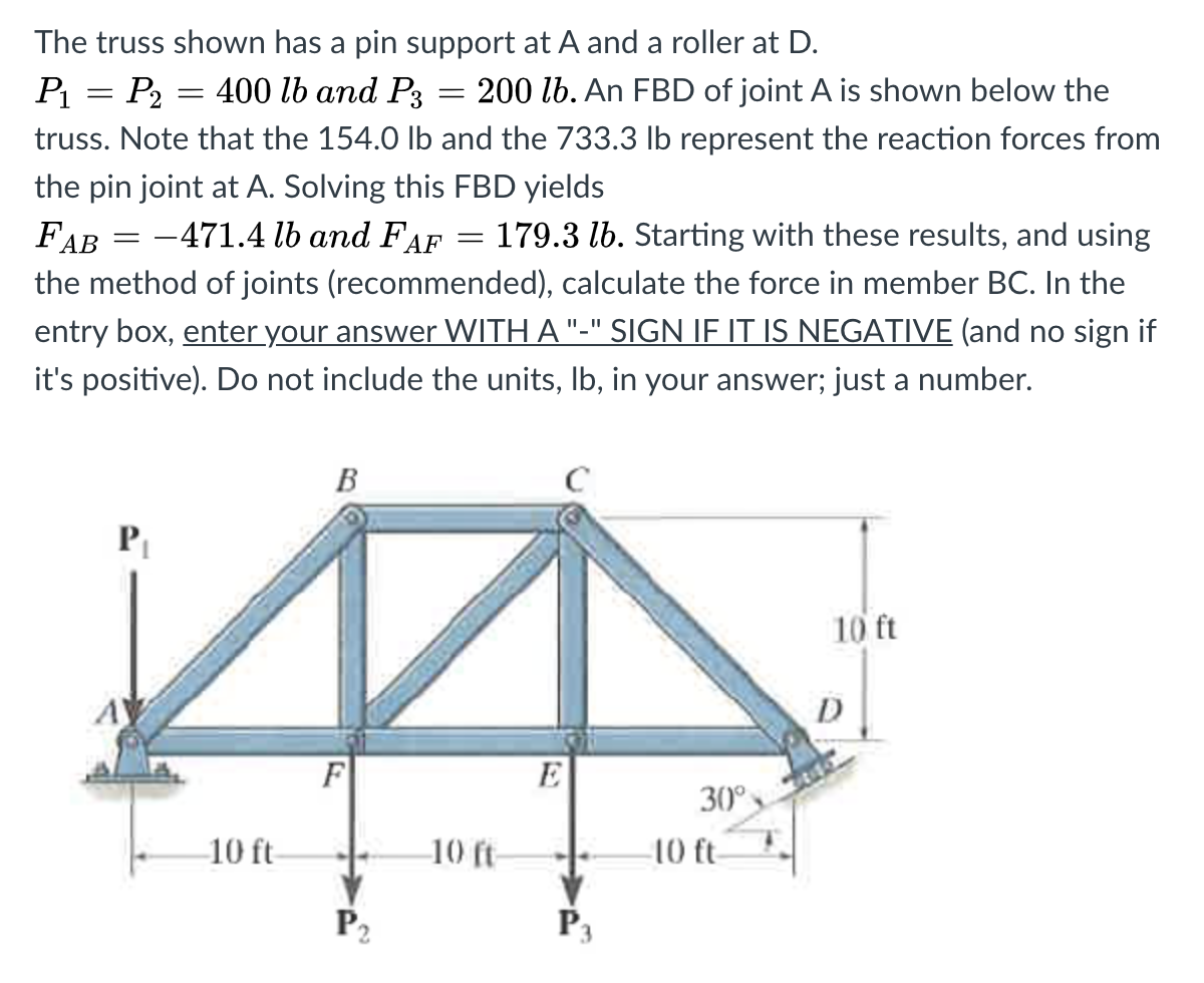 Solved The truss shown has a pin support at A and a roller | Chegg.com