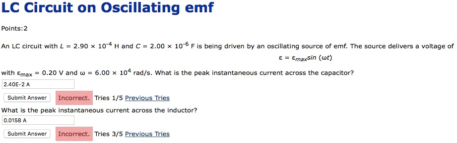 Solved LC Circuit on Oscillating emf Points:2 An LC circuit | Chegg.com