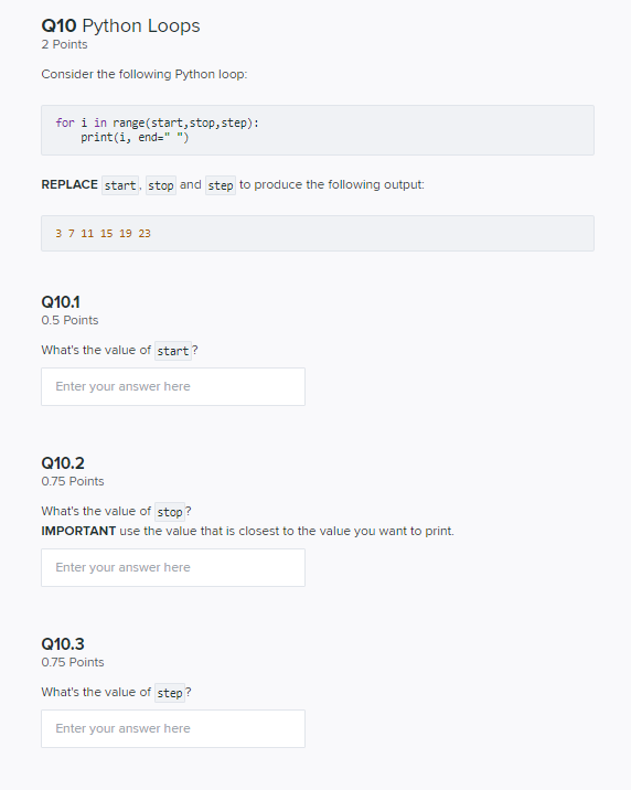 Solved Q10 Python Loops 2 Points Consider the following | Chegg.com