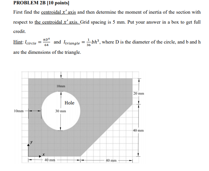 Solved PROBLEM 2B [10 points] First find the centroidal x' | Chegg.com