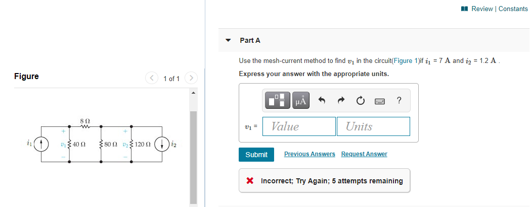 Solved Review Constants Part A Use the mesh-current method | Chegg.com