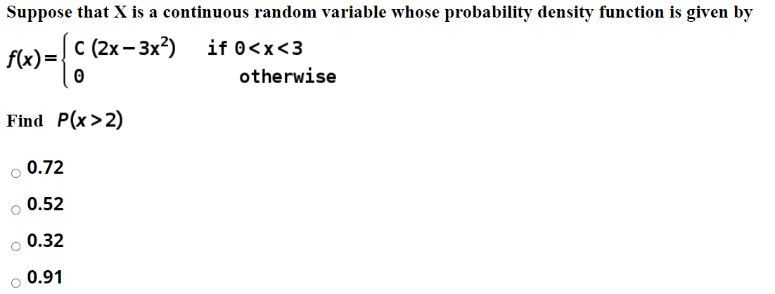 Solved Suppose that X is a continuous random variable whose | Chegg.com