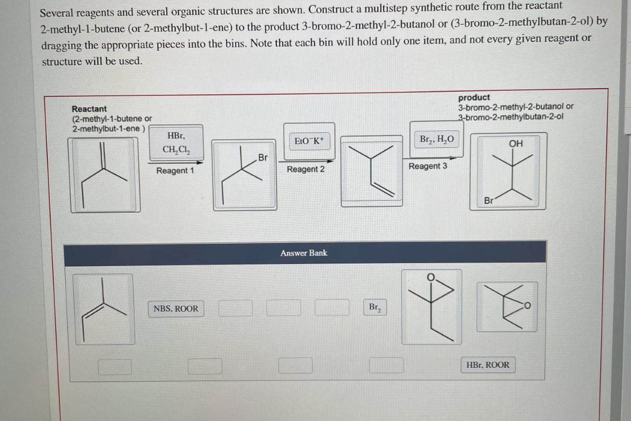 Solved Several reagents and several organic structures are | Chegg.com