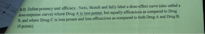 Solved B-2) Define potency and efficacy. Next, Sketch and | Chegg.com