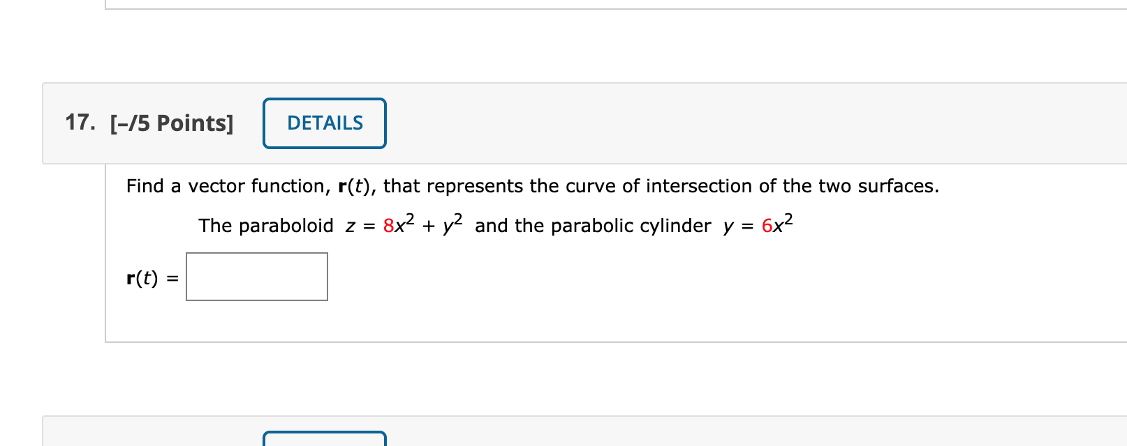 Solved 17. [-15 Points] DETAILS Find a vector function, | Chegg.com