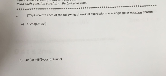 Solved Write each of the following sinusoidal expressions as | Chegg.com