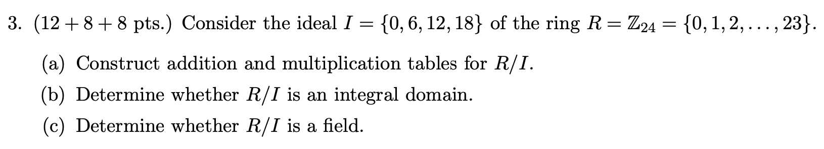 Solved 3 1288 Pts Consider The Ideal I 061218 Of 