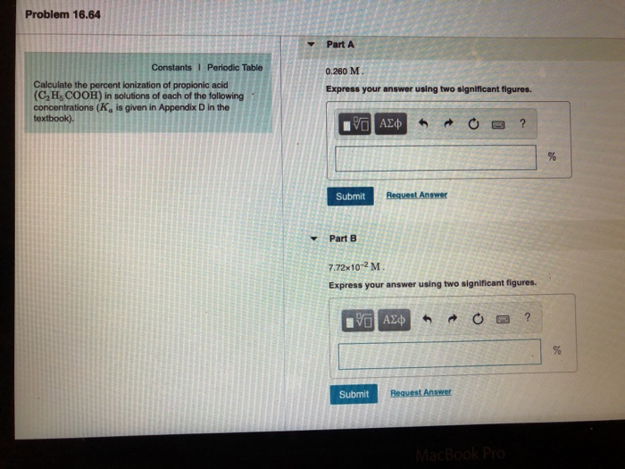 Solved Problem 16.64 Part A Constants I Periodic Table 0.260 | Chegg.com