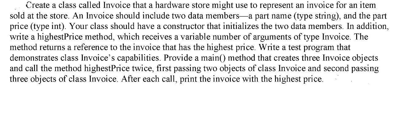 Solved Create a class called Invoice that a hardware store | Chegg.com