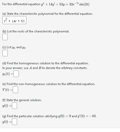 Solved For the differential equation | Chegg.com