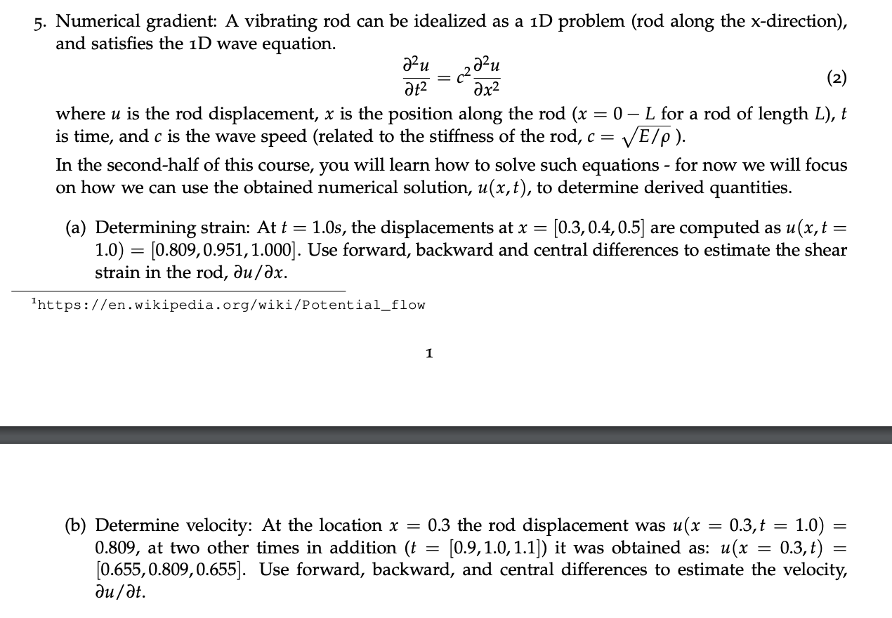 Solved Numerical gradient: A vibrating rod can be idealized | Chegg.com